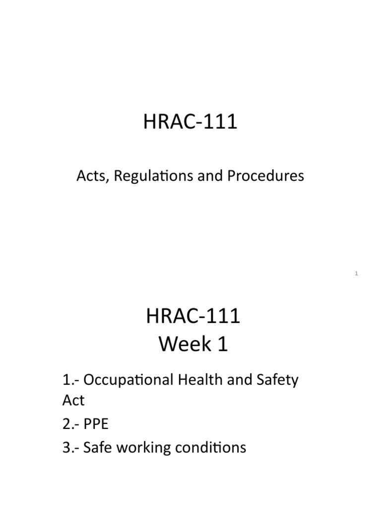 PP HRAC-111 Week1 | PDF | Occupational Safety And Health | Personal ...