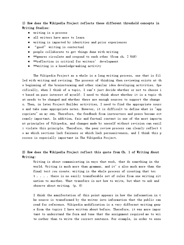 Insights on Writing Through Wikipedia Project | PDF | Wikipedia ...