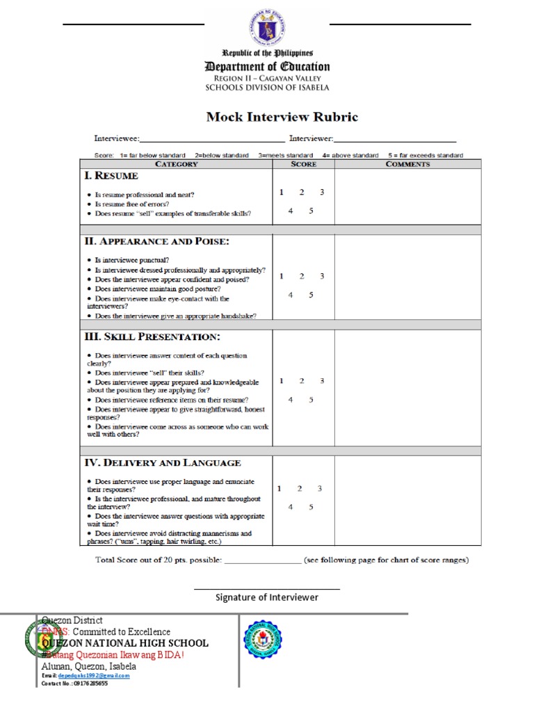 Mock Interview Rubric | PDF