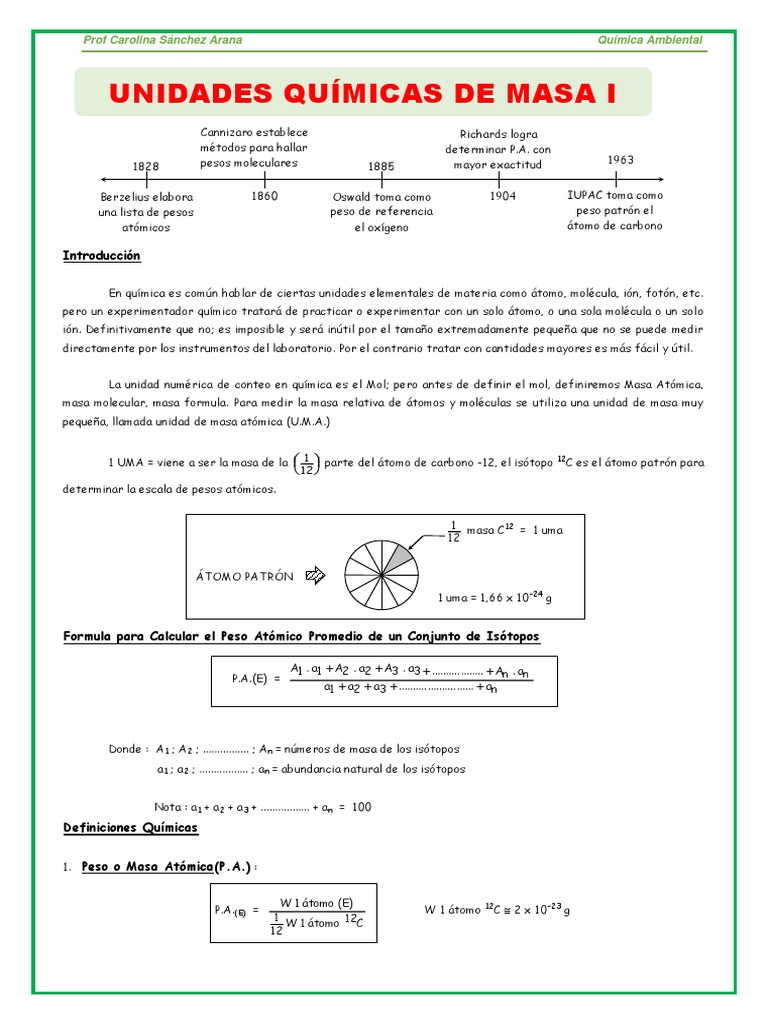 Unidades Quimicas de Masa PDF | PDF | Química | Mole (Unidad)