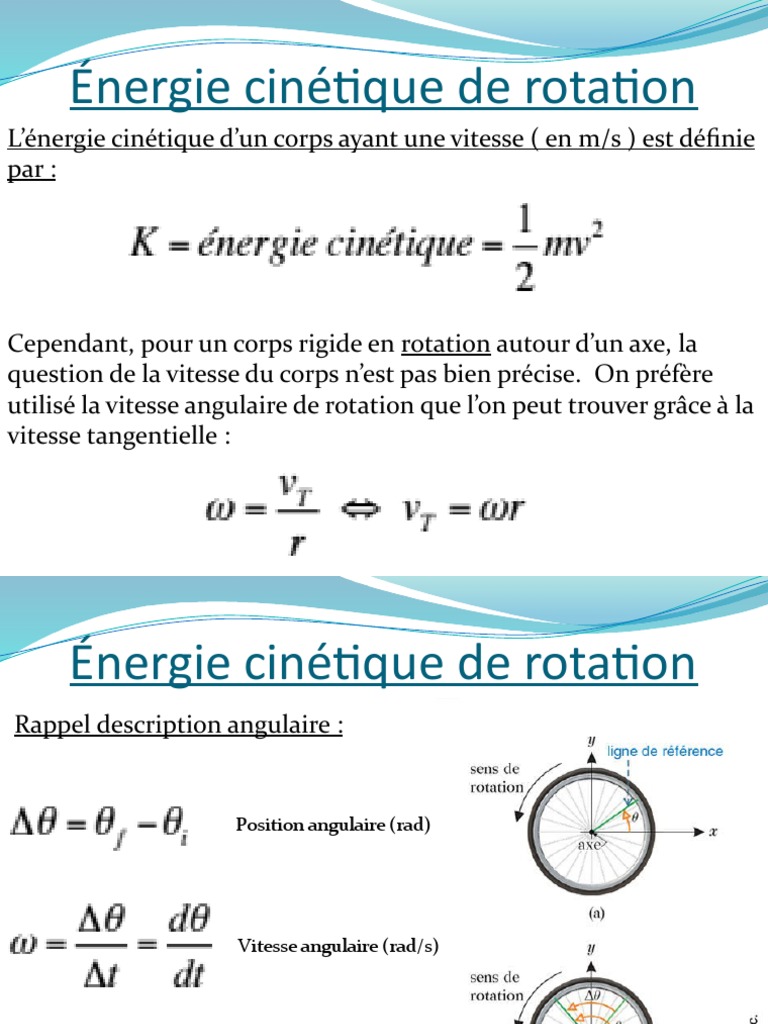 Énergie cinétique de rotation expliquée | PDF | Rotation | Énergie ...