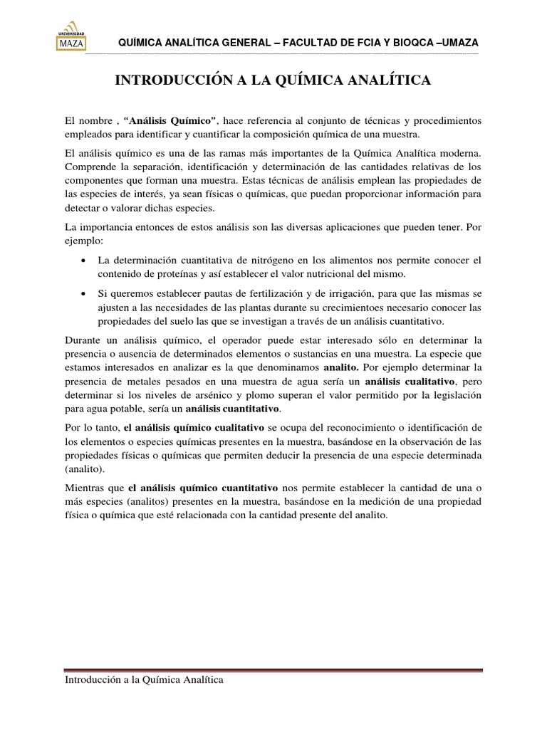 Introducción a la Química Analítica | PDF | Química analítica | Medición