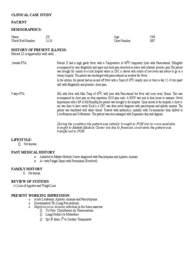 Week 2 Case 1 SCDL | PDF | Anemia | Tuberculosis