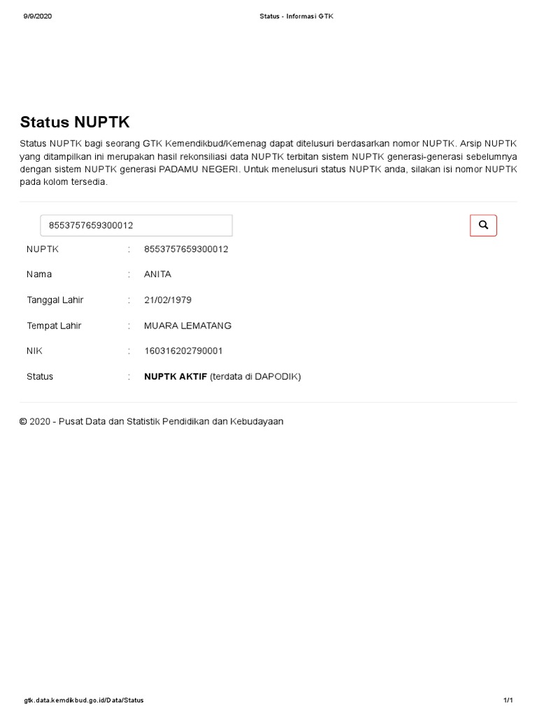 Status - Informasi GTK Yuk Anita | PDF