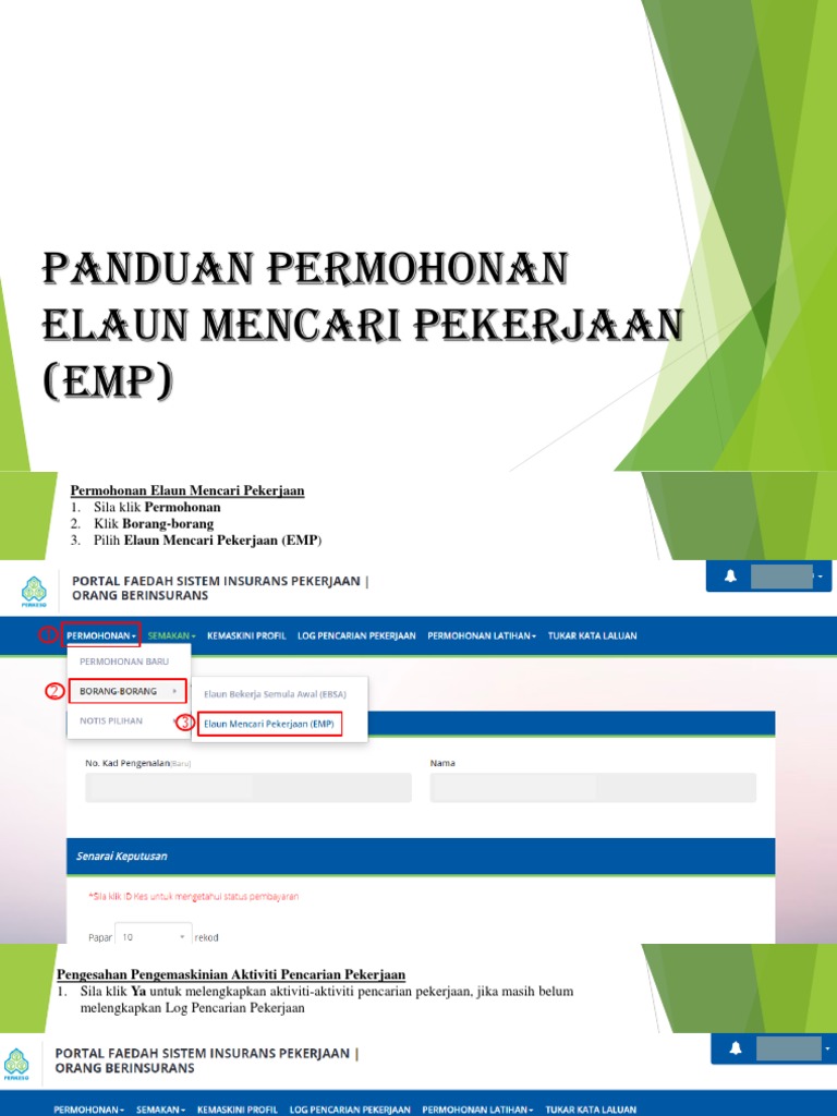 Panduan Permohonan Elaun Mencari Pekerjaan (EMP) PDF | PDF