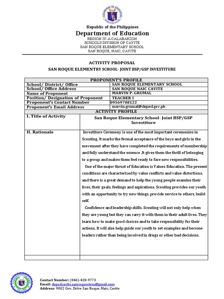 Project - Proposal BSP | PDF | Teachers | Schools