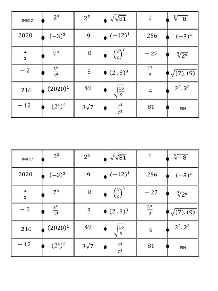 domino potencias raices | PDF