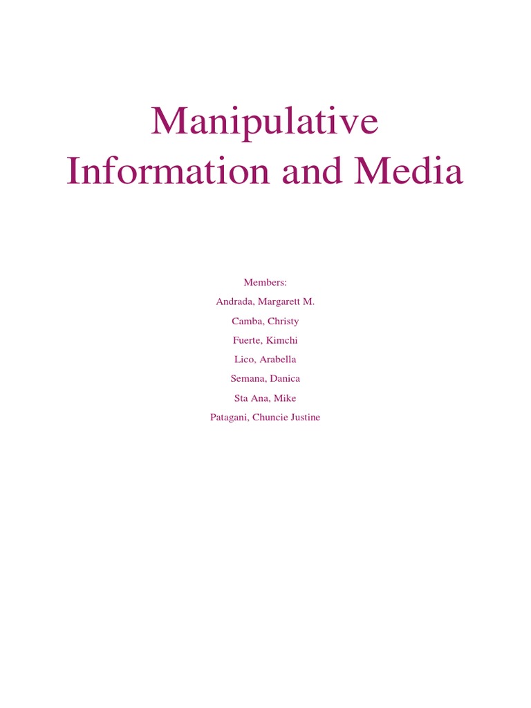 Manipulative Information and Media | PDF | Media Manipulation | Information