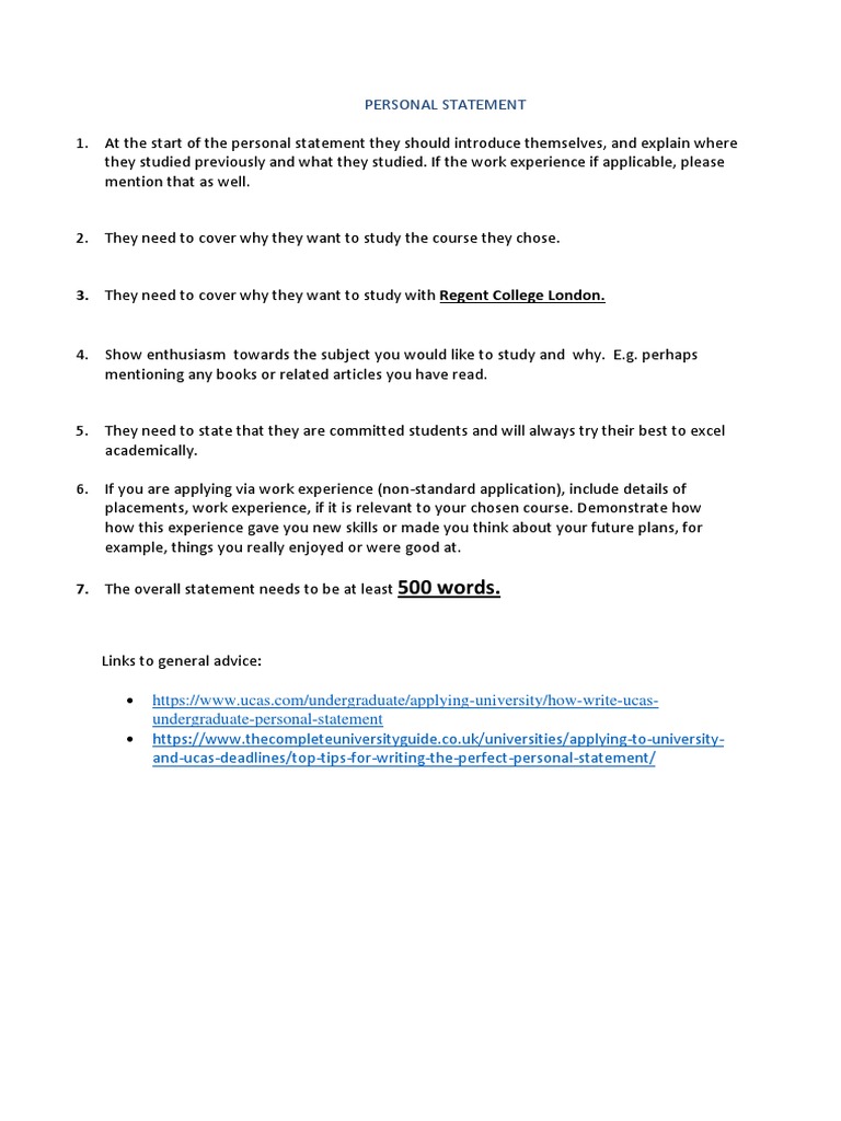 Personal Statement Guide | PDF