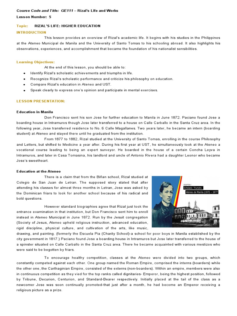 Lesson 5 Rizal | PDF