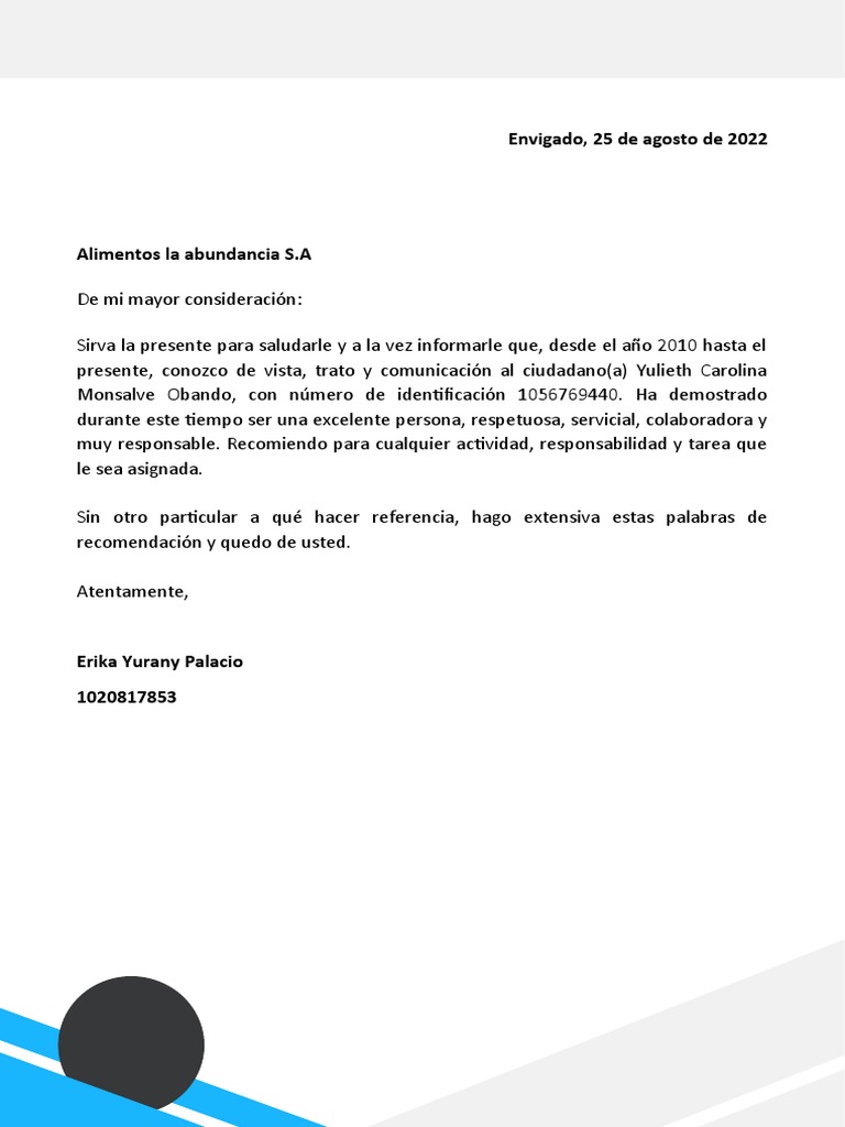 Carta Experiencia Laboral | PDF | Estilo de vida