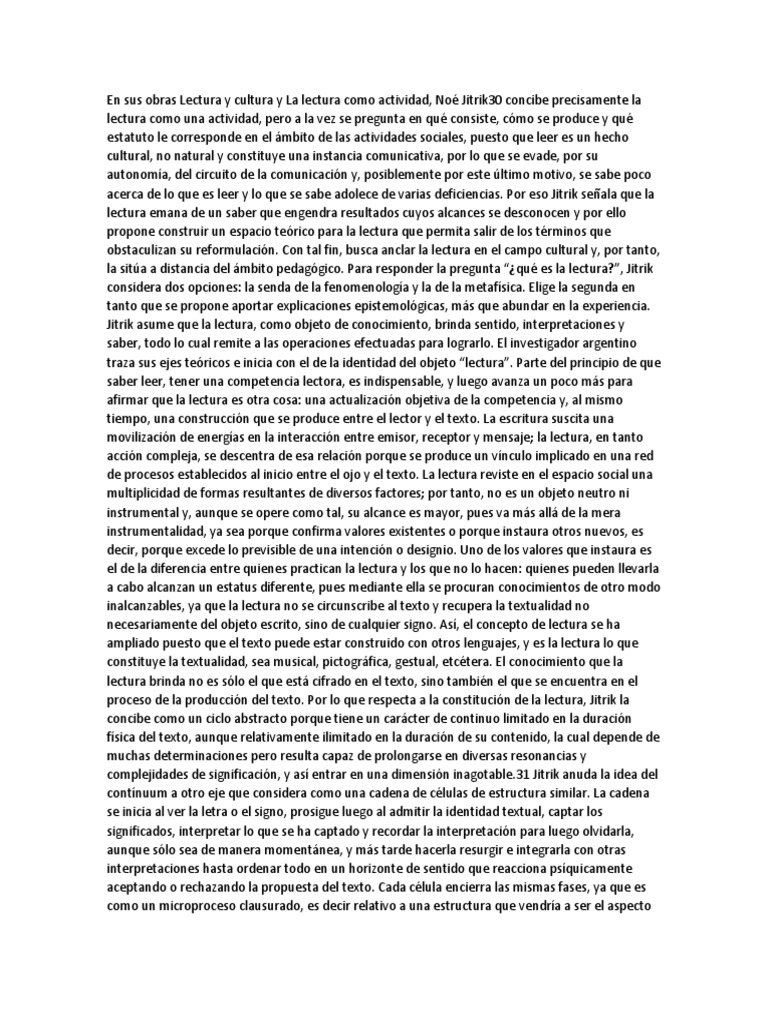 En Sus Obras Lectura y Cultura y La Lectura Como Actividad | PDF ...