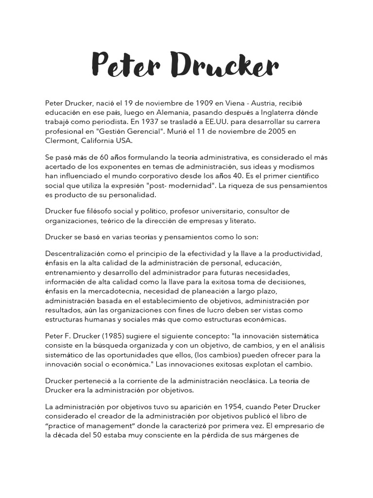 Exposicion Peter Drucker | PDF | Planificación