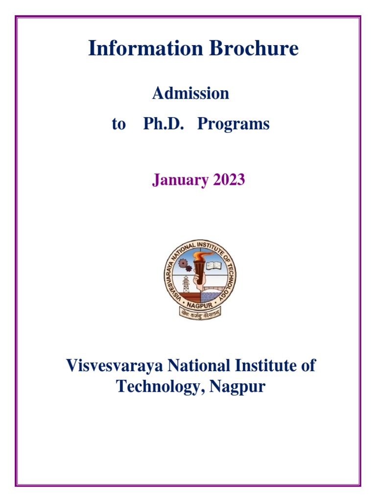 Information Brochure Admission To PH.D Full Time Programs January 2023 PDF | PDF | Materials ...