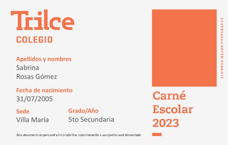Carnet Escolar 2023 | PDF