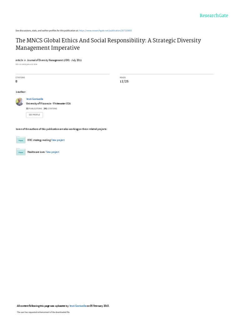 MNC Ethics & Social Responsibility | PDF | Corporate Social ...