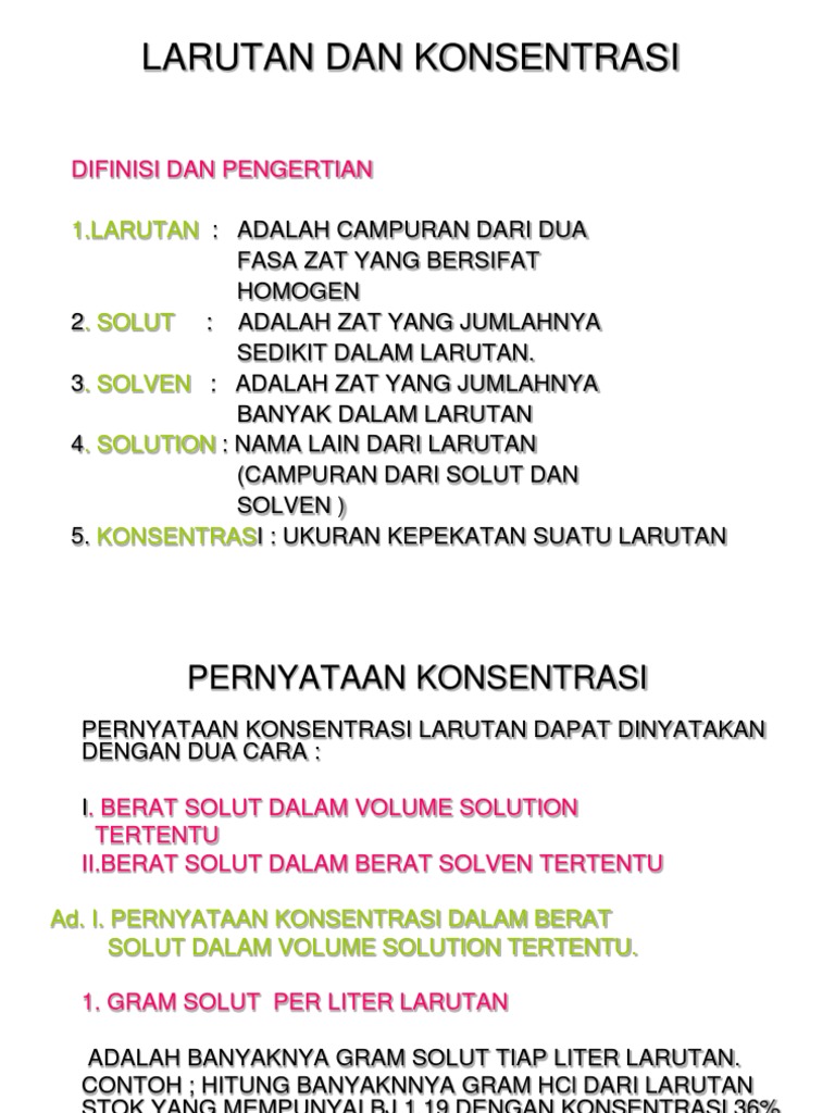 Larutan Dan Konsentrasi | PDF