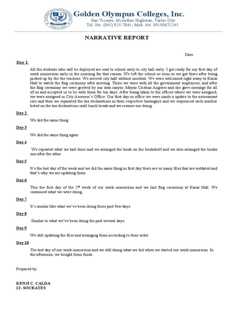 Narrative Report Format | PDF