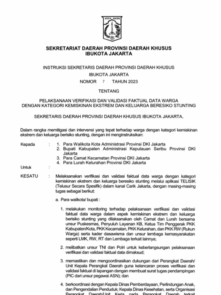 Insekda Verifikasi Dan Validasi Faktual Data Warga Dengan Kategori Kemiskinan Ekstreme Dan ...