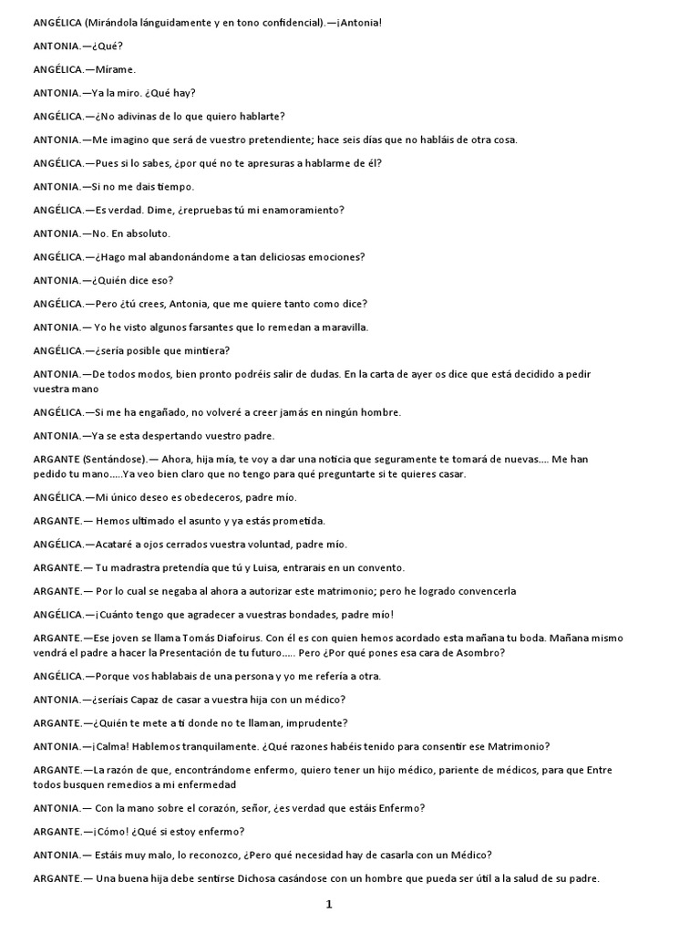 El Enfermo Imaginario-Guión | PDF | Amor