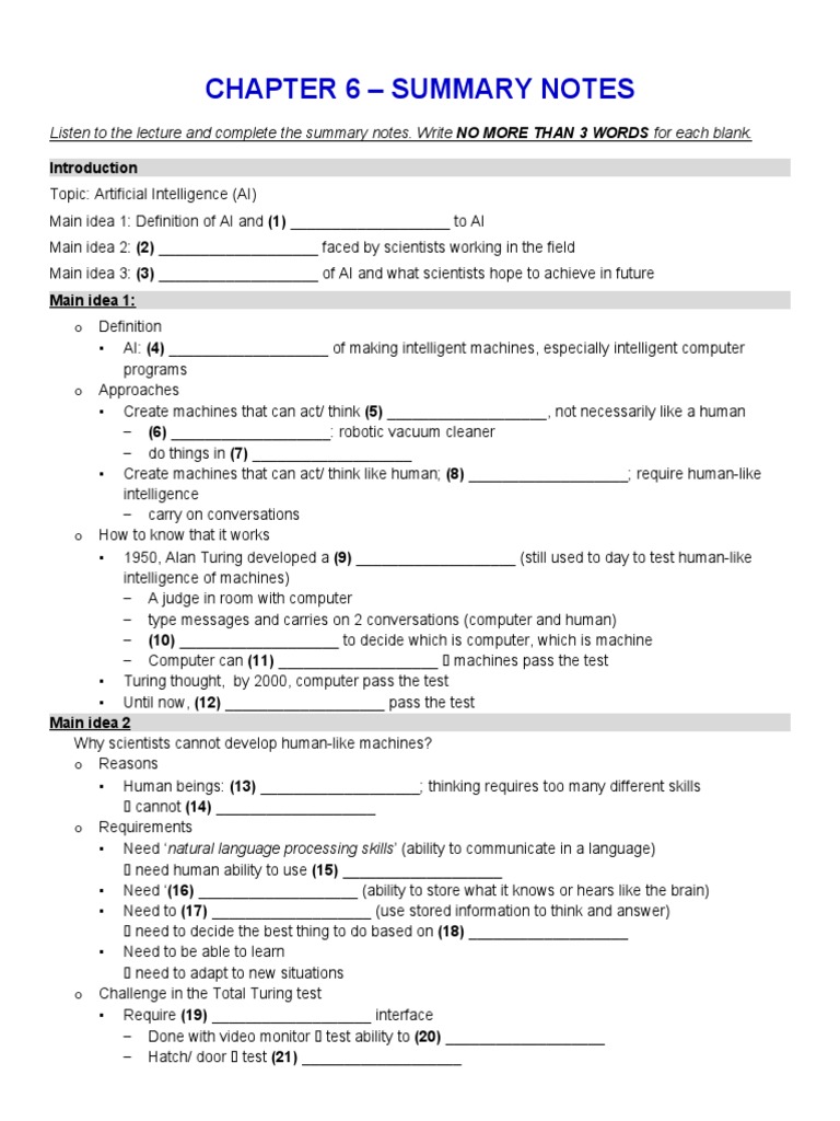 Chapter 06 - Summary Notes | PDF | Artificial Intelligence ...
