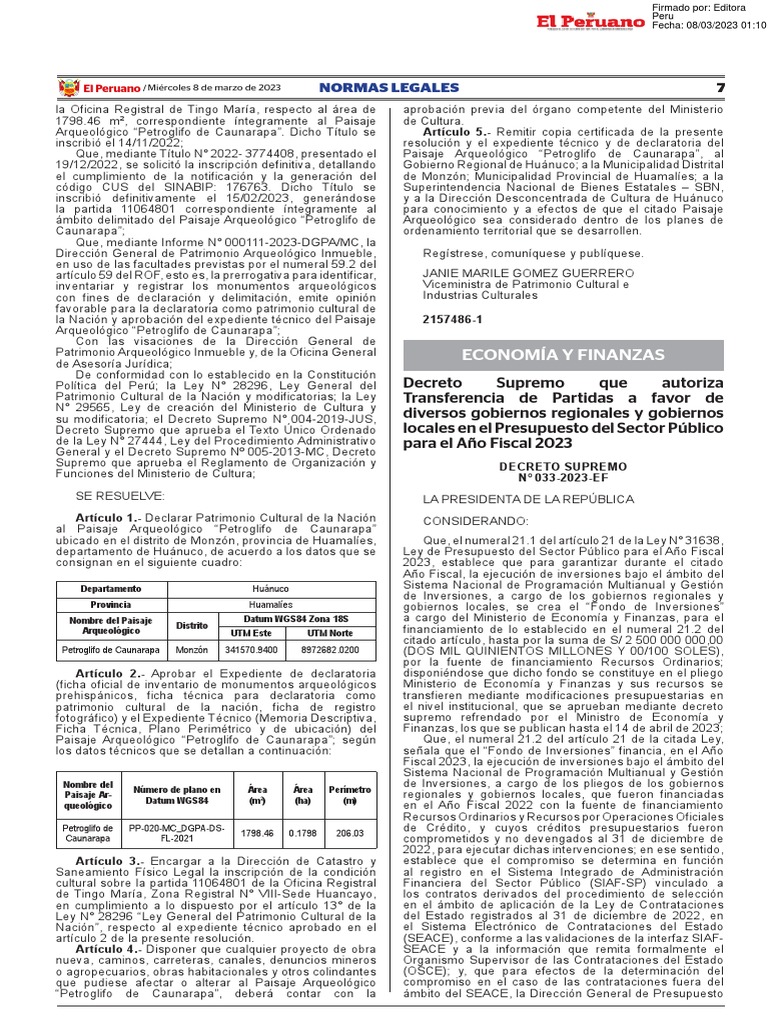 DS033 2023ef | PDF | Presupuesto | Presupuesto del gobierno