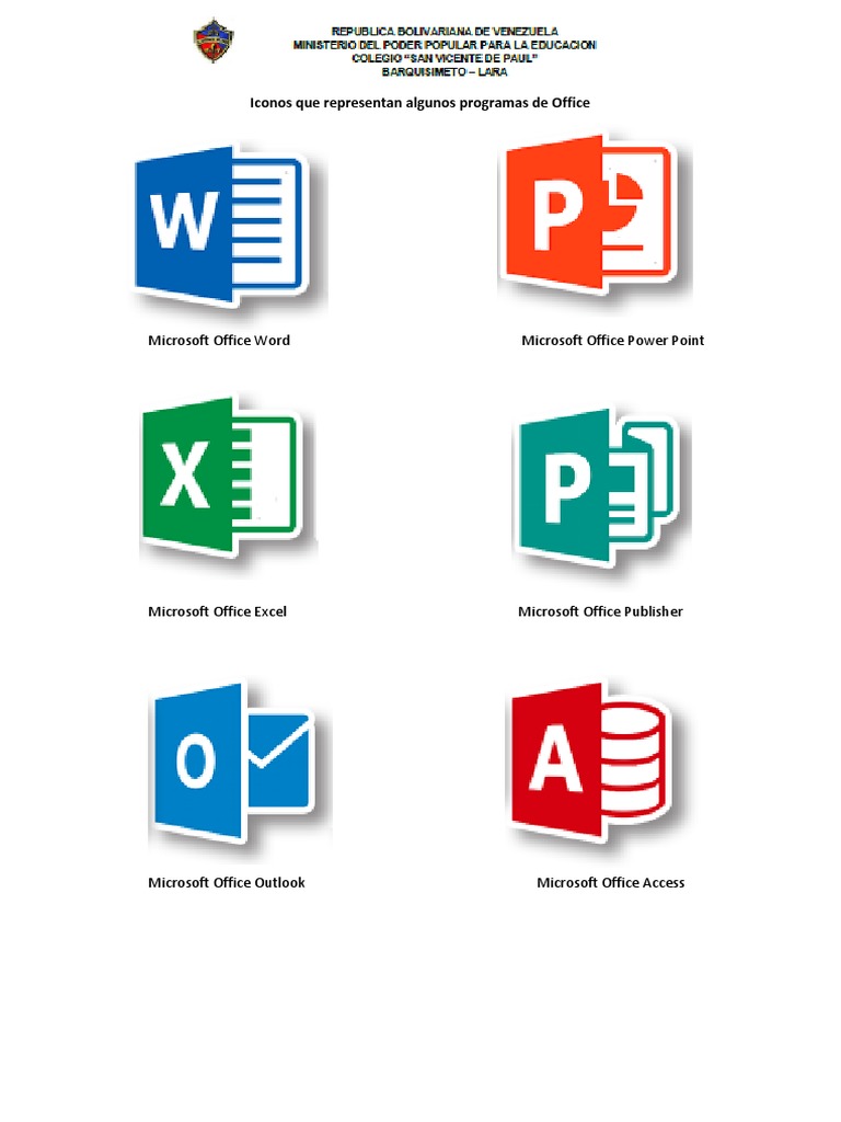 Iconos que representan algunos programas de Office | PDF