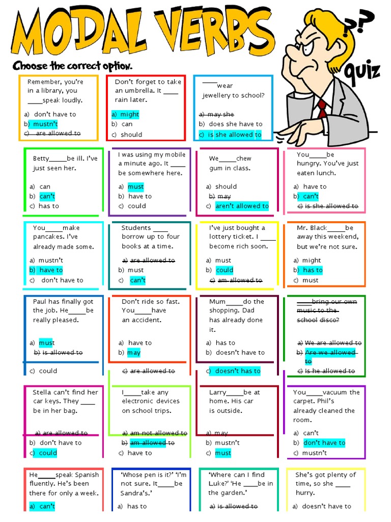 Modal Verbs Quiz Grammar Drills Tests - 75059 | PDF