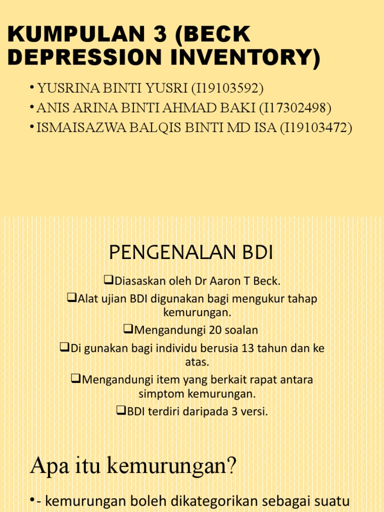 Beck Depression Inventory G3 | PDF