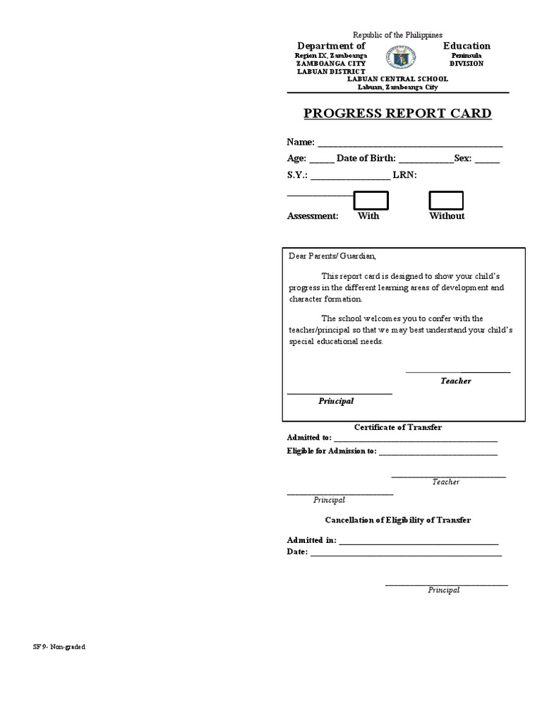 SF 9 Non Graded | PDF | Senses | Communication