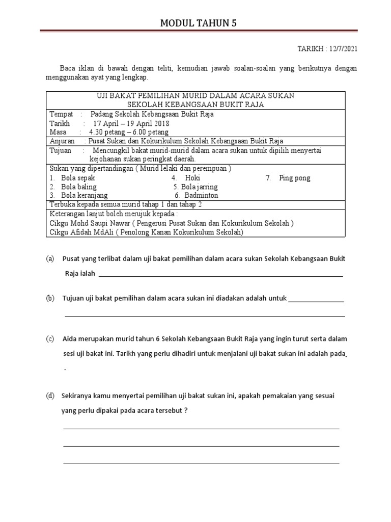 Modul 1 BM Tahun 5 | PDF