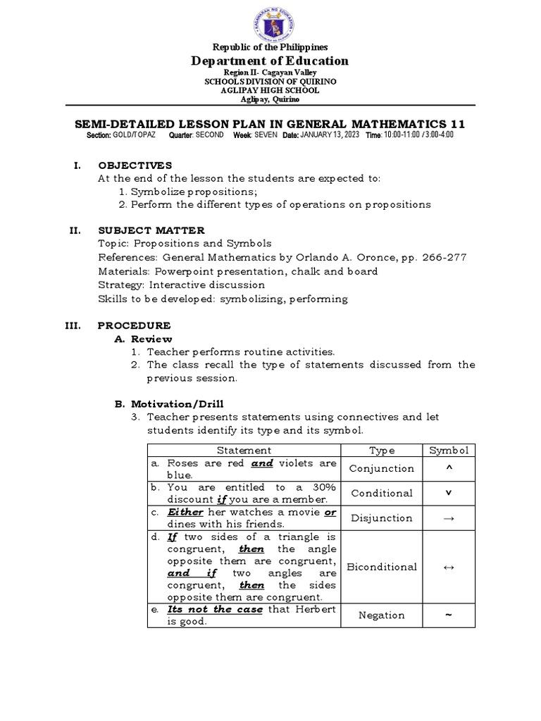 Semi Detailed LP 2 | PDF | Mathematics | Syntax (Logic)