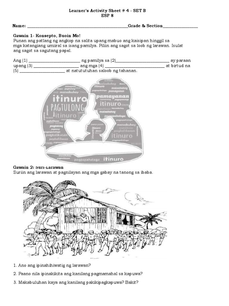 1STQ - ESP8 Activity Sheet #4 Modyul 3 | PDF