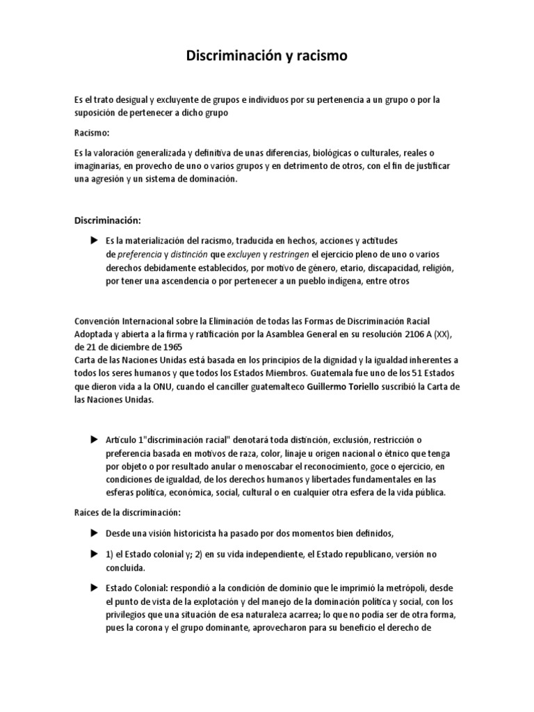 Discriminación y Racismo 2do Parcial DPI | Descargar gratis PDF | Discriminación y relaciones ...