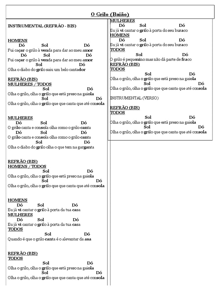 O Grilo - Instrumentos | PDF