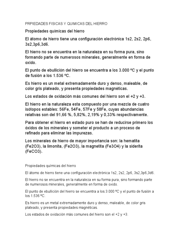 Hierro Informacion | PDF | Hierro | Especialidades Medicas