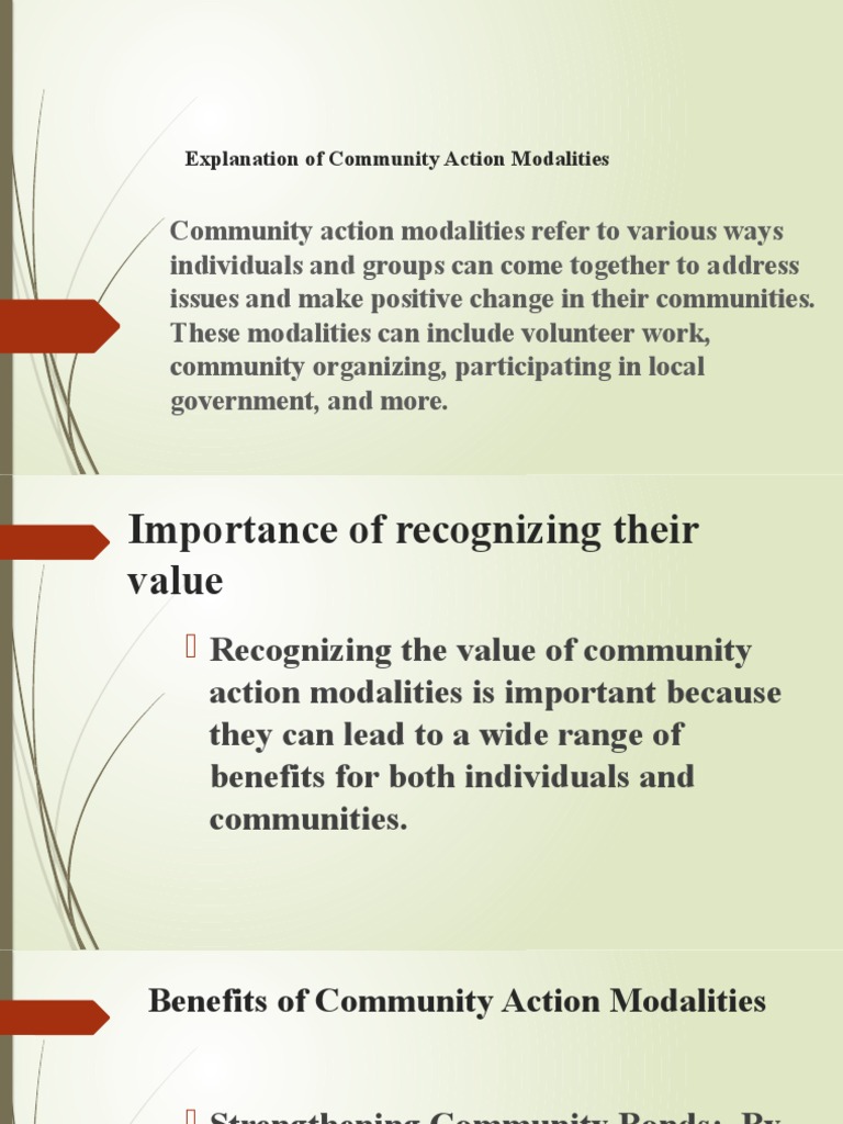 Explanation of Community Action Modalities | PDF | Community | Volunteering