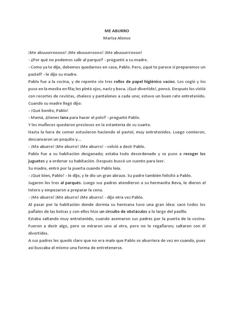 Cuento - Me Aburro | PDF