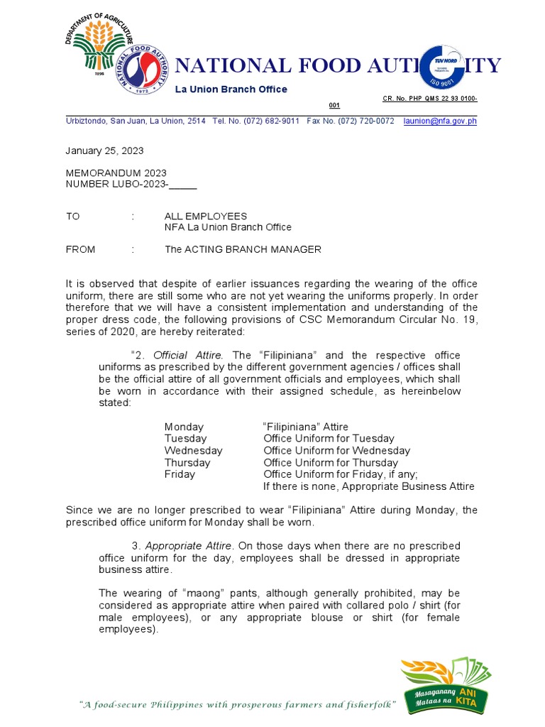 Memorandum-Dress Code | PDF | Blouse | Fashion