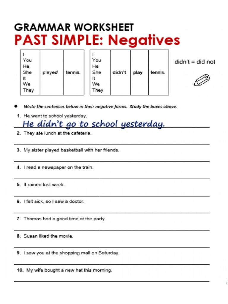 Simple Past Negative Form | PDF