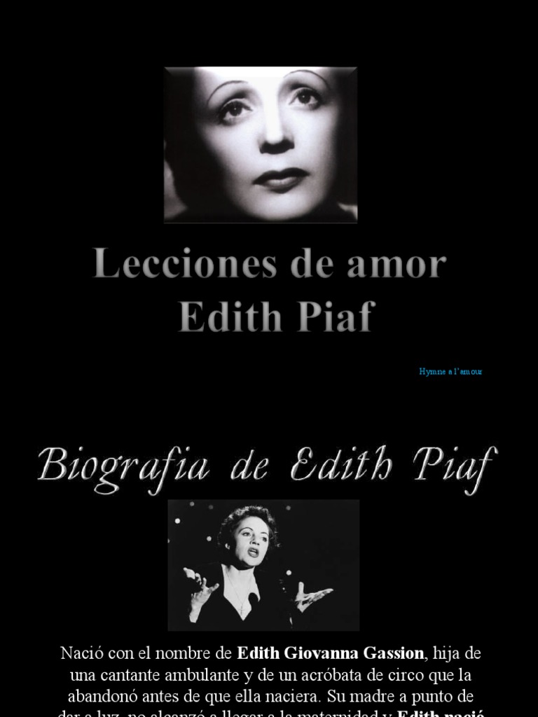 Edith Piaf - Biografia y Musica | PDF