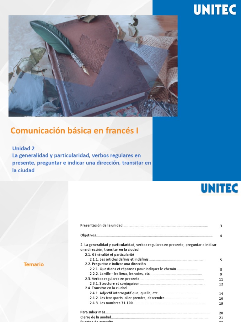 Comunicación Básica en Francés I | PDF | Gramática | Sintaxis