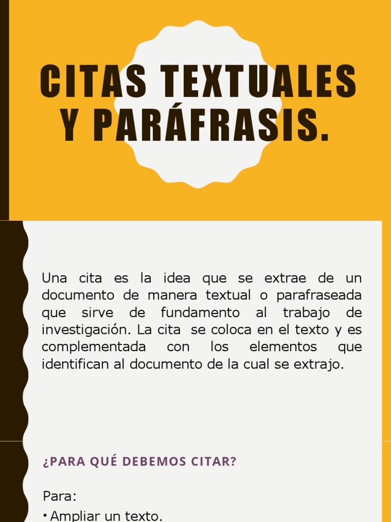 Citas Textuales y Paráfrasis | PDF