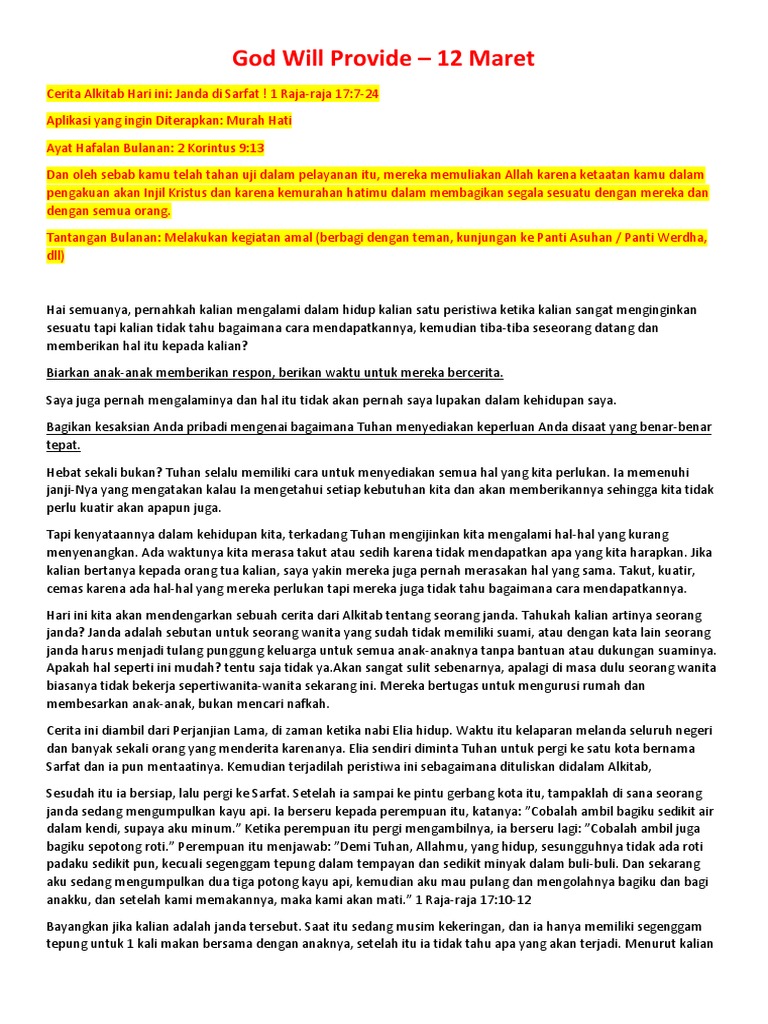 God Will Provide - 12 Maret | PDF