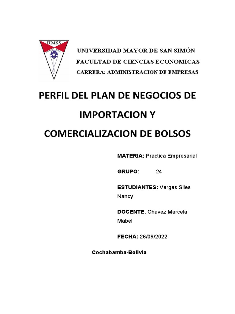 Perfil Plan de Negocios de Importacion y Comercializacion de Bolsos ... Perfil Plan de Negocios de Importacion y Comercializacion de Bolsos ...