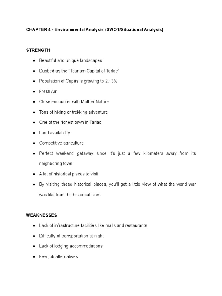 CHAPTER 4 Environmental Analysis SWOT - Situational Analysis | PDF