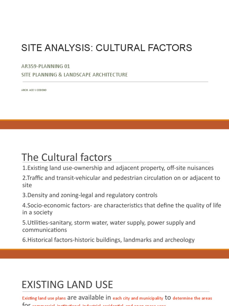 Cultural Factors in Site Planning Analysis | PDF | Public Transport ...