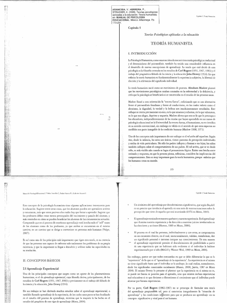 DOCENCIA. Arancibia. Teoría Humanista. | PDF