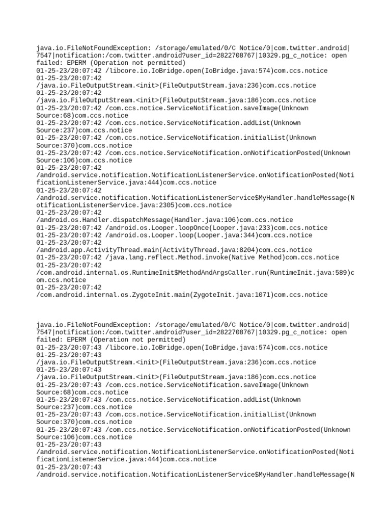 FileNotFoundException Logs | PDF | Java (Programming Language) | Programming Paradigms