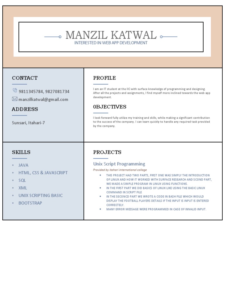 Manzil Katwal | PDF | Xml | Scripting Language